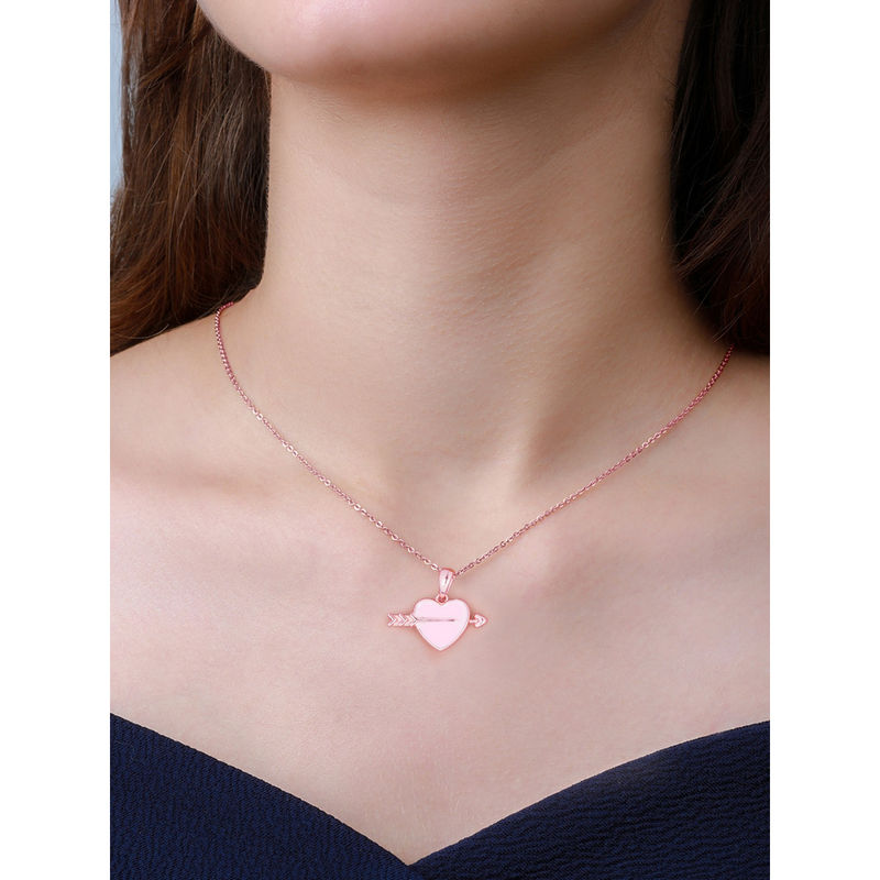 Buy GIVA Sterling Silver Rose Gold Romantic Rapture Pendant Online