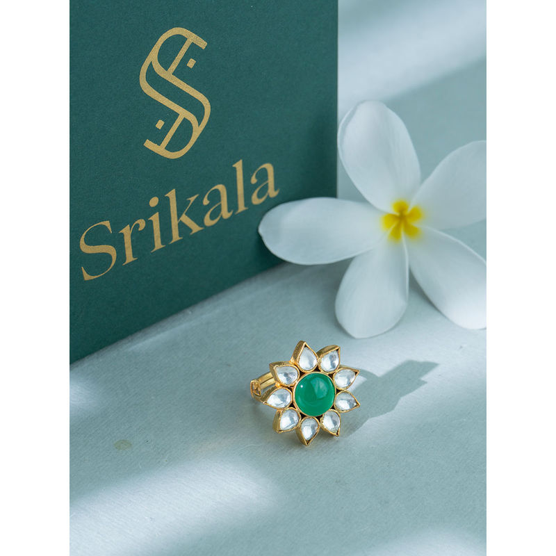 Buy Srikala Elegant Green Stone Flower Ring Online