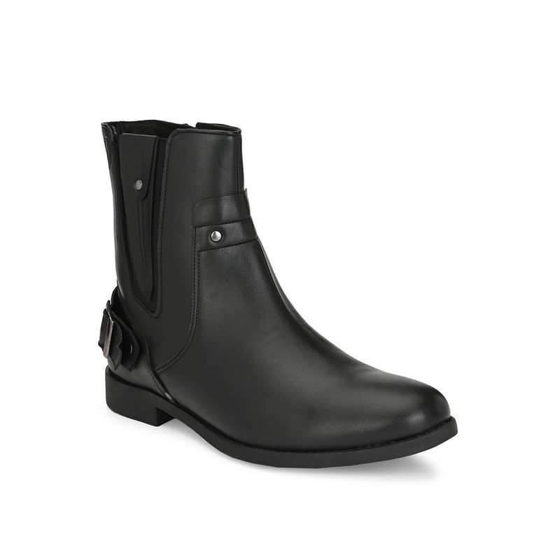 Buy Delize Solid Black Chelsea Boots Online