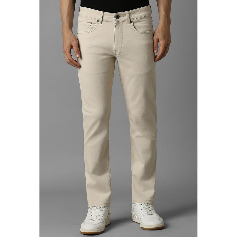 Buy Louis Philippe Men Beige Solid Clean Look Jeans Online