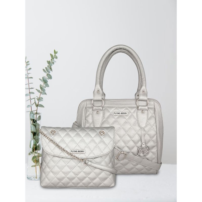 Buy FLYING BERRY Womens Silver Hand Bag Combo Pack of 2 Online