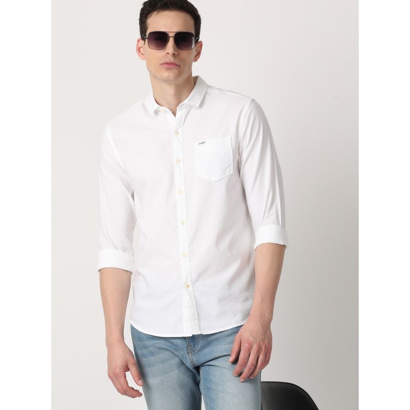 Buy Wrangler Men Regular Solid White Shirt Online