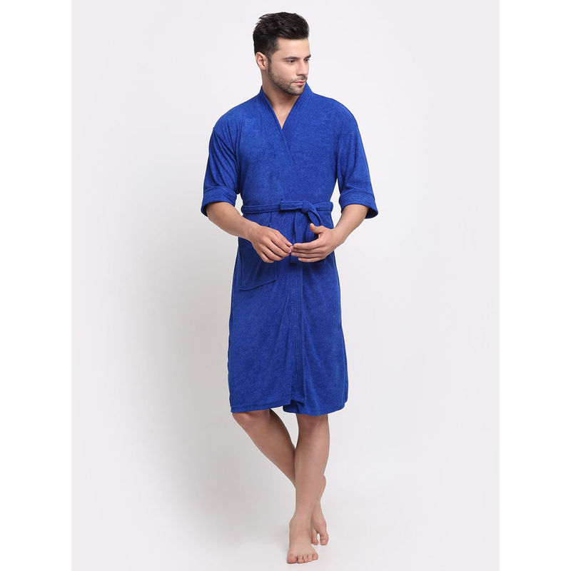 Buy Creeva Unisex Micro Terry Blue Soft and Lightweight Kimono Style ...