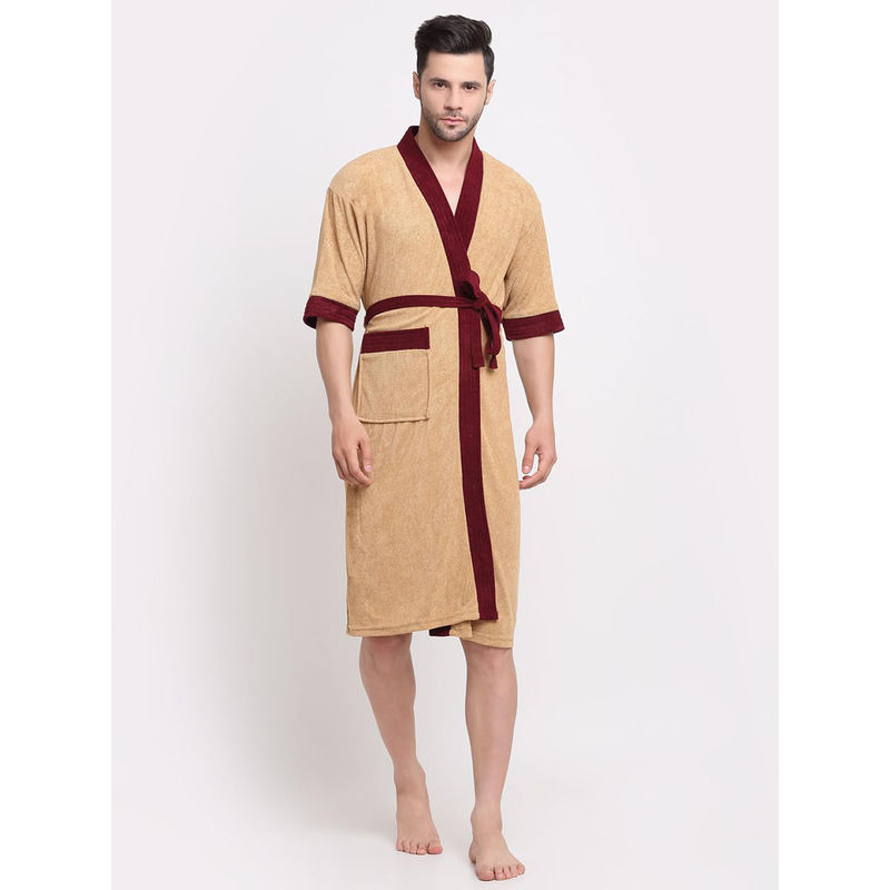 Buy Creeva Unisex Micro Terry Beige Soft and Lightweight Kimono Style ...