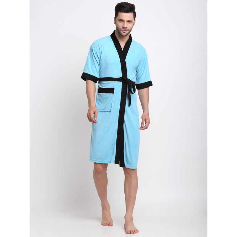 Buy Creeva Unisex Micro Terry Blue Soft and Lightweight Kimono Style ...