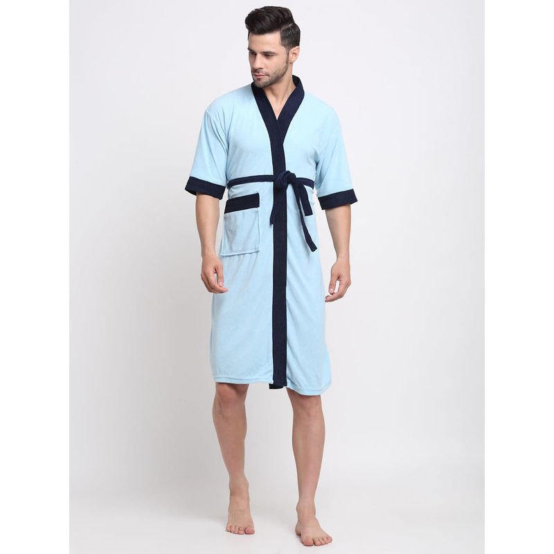 Buy Creeva Unisex Micro Terry Blue Soft and Lightweight Kimono Style ...