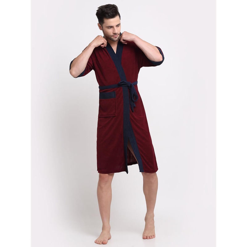 Buy Creeva Unisex Micro Terry Maroon Soft and Lightweight Kimono Style ...