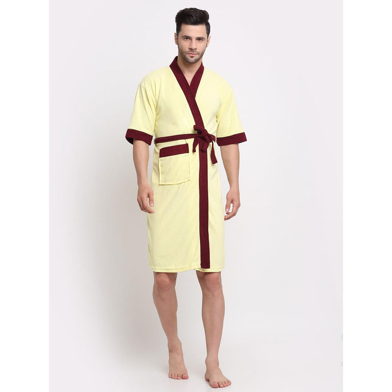 Buy Creeva Unisex Micro Terry Yellow Soft and Lightweight Kimono Style ...