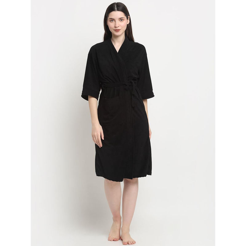 Buy Creeva Unisex Micro Terry Black Soft and Lightweight Kimono Style ...