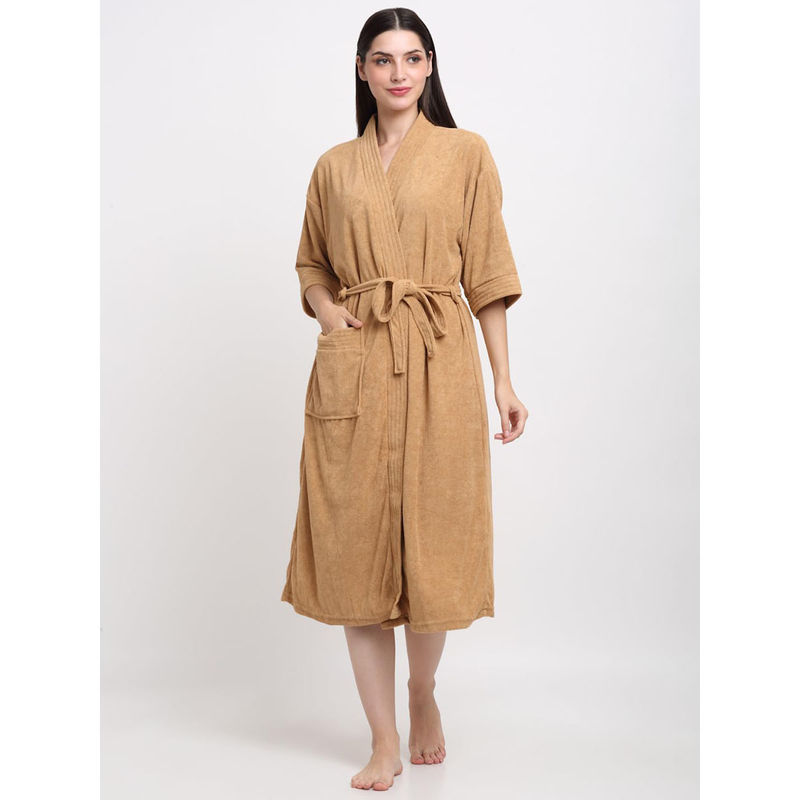 Buy Creeva Unisex Micro Terry Beige Soft and Lightweight Kimono Style ...