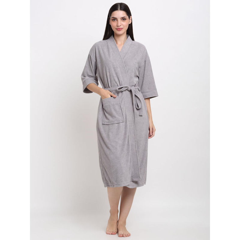 Buy Creeva Unisex Micro Terry Grey Soft and Lightweight Kimono Style ...
