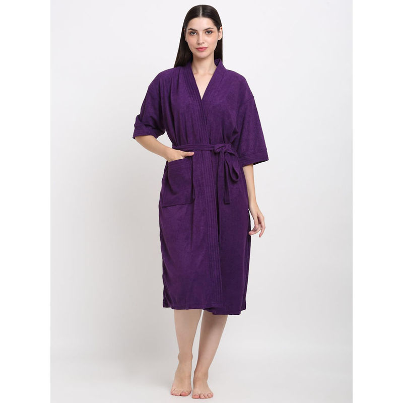 Buy Creeva Unisex Micro Terry Purple Soft and Lightweight Kimono Style ...