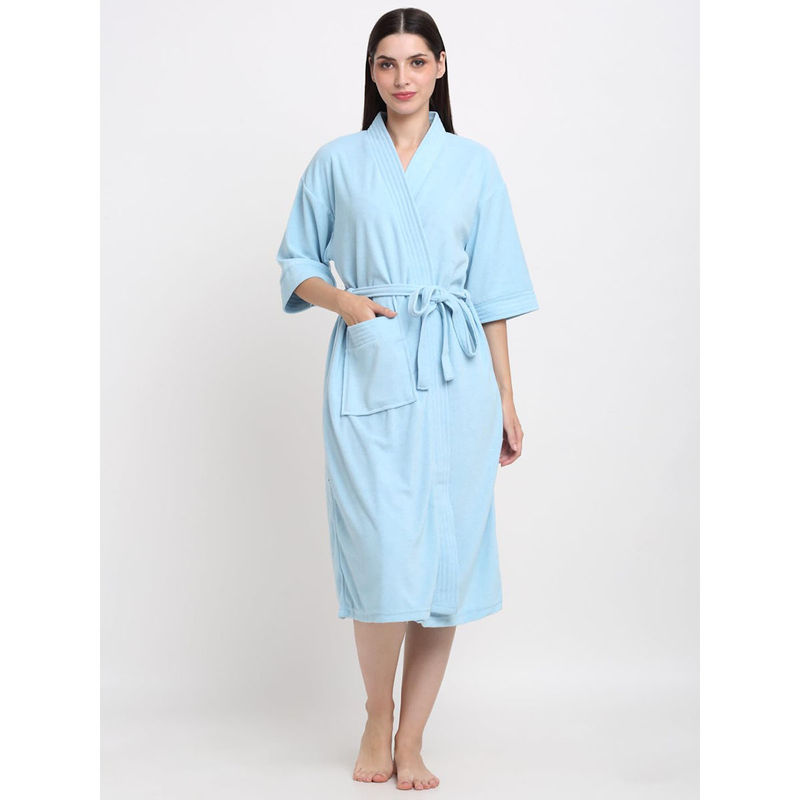 Buy Creeva Unisex Micro Terry Blue Soft and Lightweight Kimono Style ...