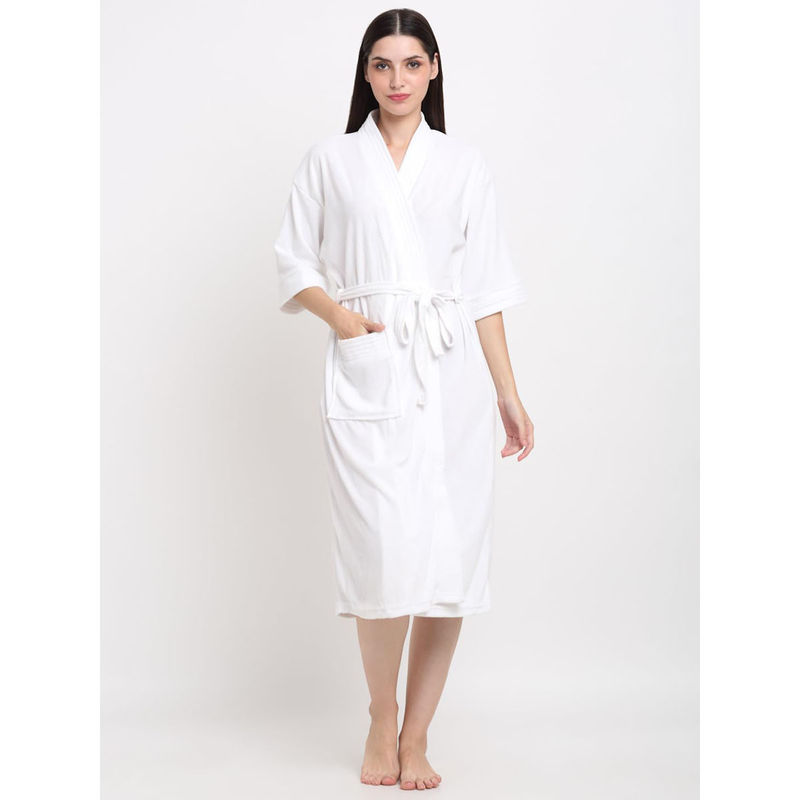 Buy Creeva Unisex Micro Terry White Soft and Lightweight Kimono Style ...