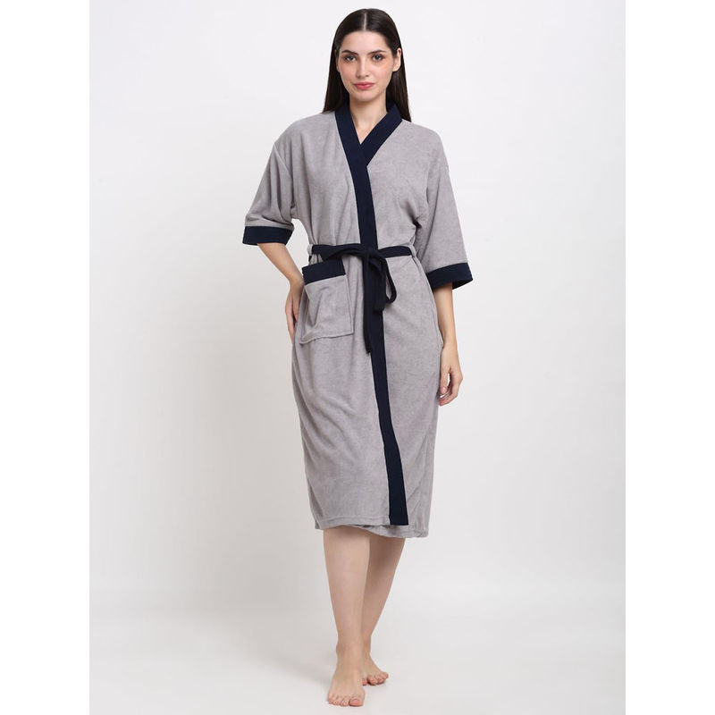 Buy Creeva Unisex Micro Terry Grey Soft and Lightweight Kimono Style ...