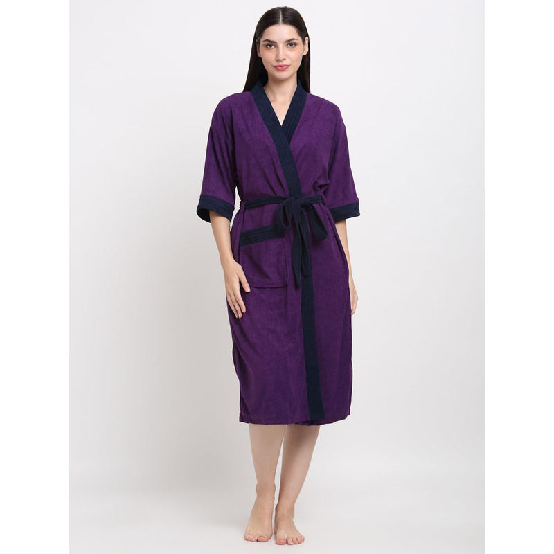 Buy Creeva Unisex Micro Terry Purple Soft and Lightweight Kimono Style ...