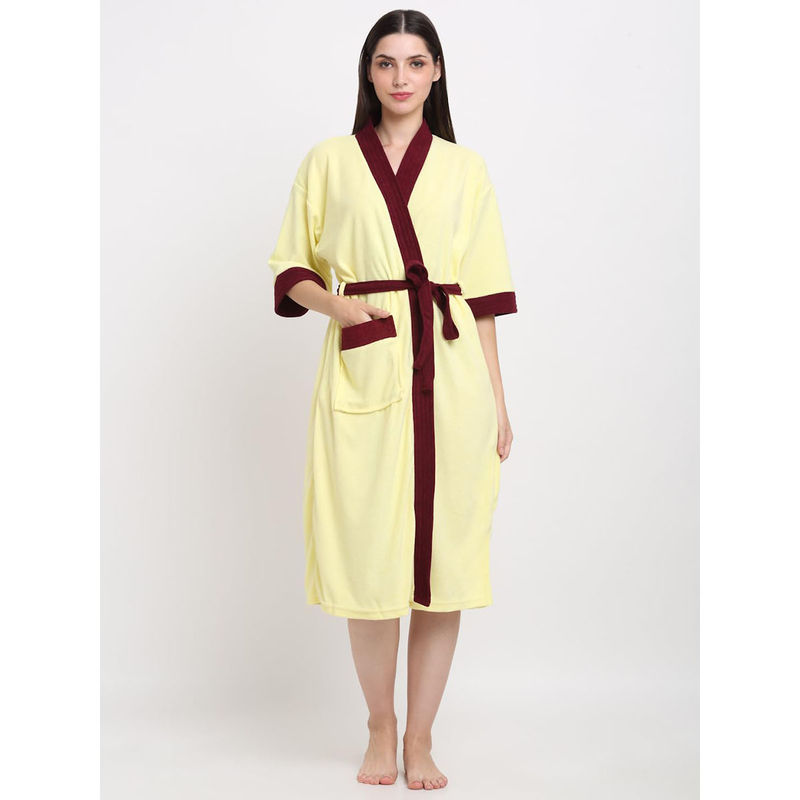 Buy Creeva Unisex Micro Terry Yellow Soft and Lightweight Kimono Style ...