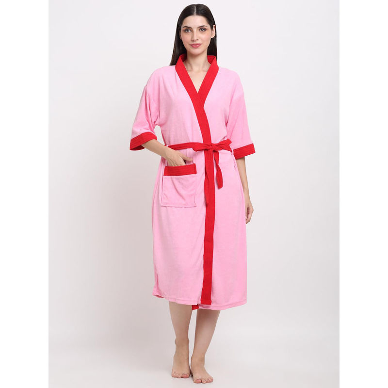 Buy Creeva Unisex Micro Terry Pink Soft and Lightweight Kimono Style ...