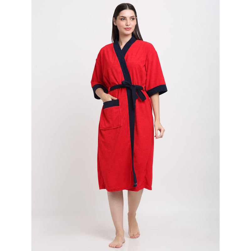 Buy Creeva Unisex Micro Terry Red Soft and Lightweight Kimono Style ...