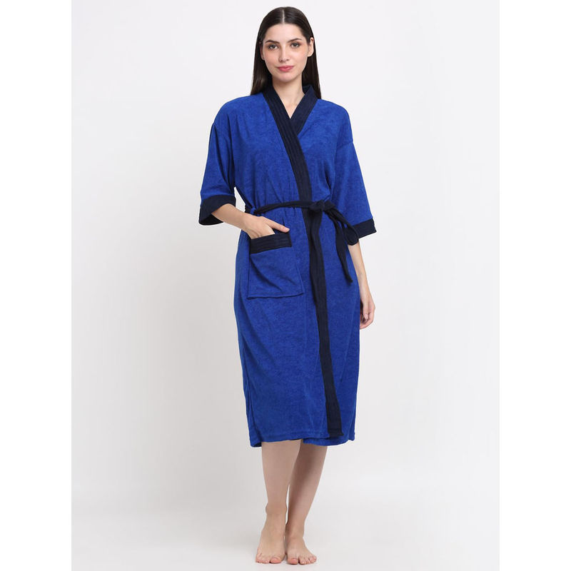 Buy Creeva Unisex Micro Terry Blue Soft and Lightweight Kimono Style ...
