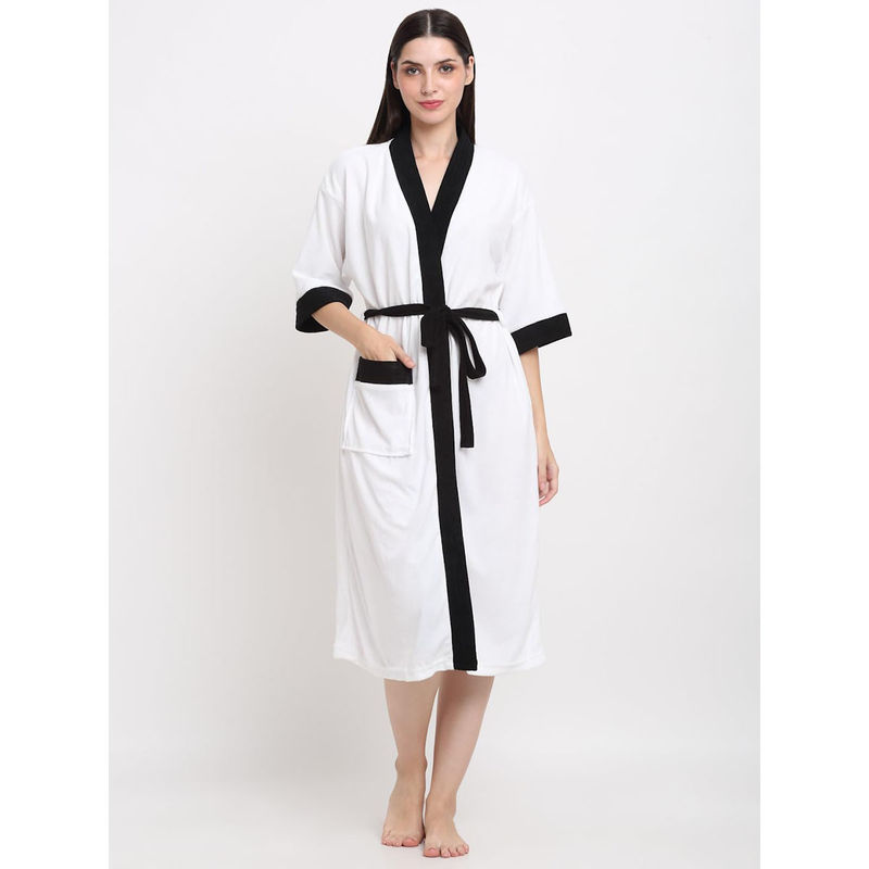 Buy Creeva Unisex Micro Terry White Soft and Lightweight Kimono Style ...