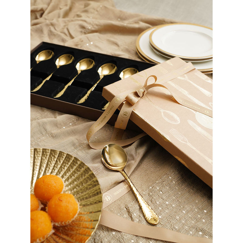 Buy Pure Home + Living Set of 6 Gold Stainless Steel Soup Spoons Online