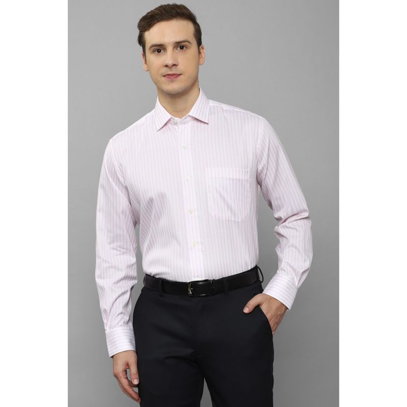 Buy Louis Philippe Men Stripes Regular Full Sleeves Collar Neck Pink ...
