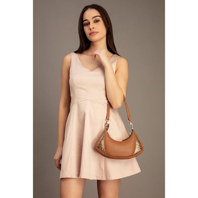 Buy ABELARDO DE MODA Medium Luna Beige Leather Shoulder Bag Online