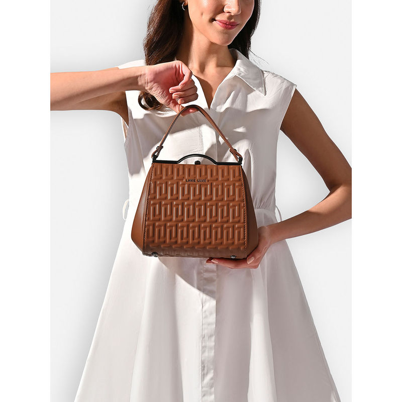 Buy Lavie Luxe Womens Fluffel Frame Tan Satchel Bag (S) Online