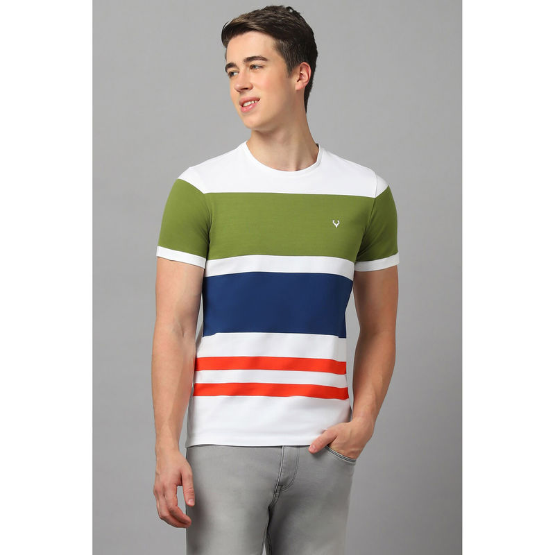 Buy Allen Solly Men White Colorblock Round Neck T-shirt Online