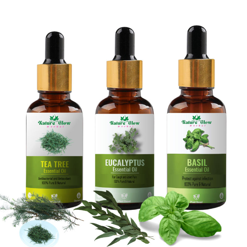 Buy Nature Glow Herbal Tea Tree & Eucallypatus & Basil Essential Oil ...