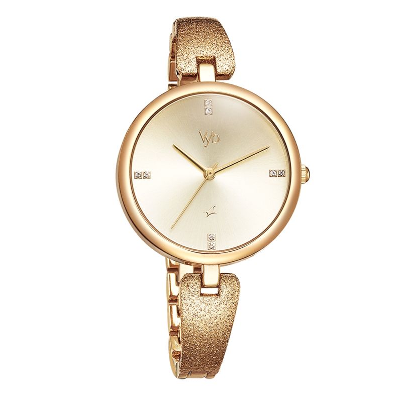 Buy Fastrack Vyb Quartz Analog Gold Dial Metal Strap Watch for Women ...