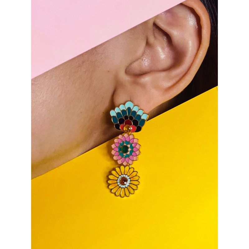 Buy And Also Multicolour Flower Dangler Earrings Online