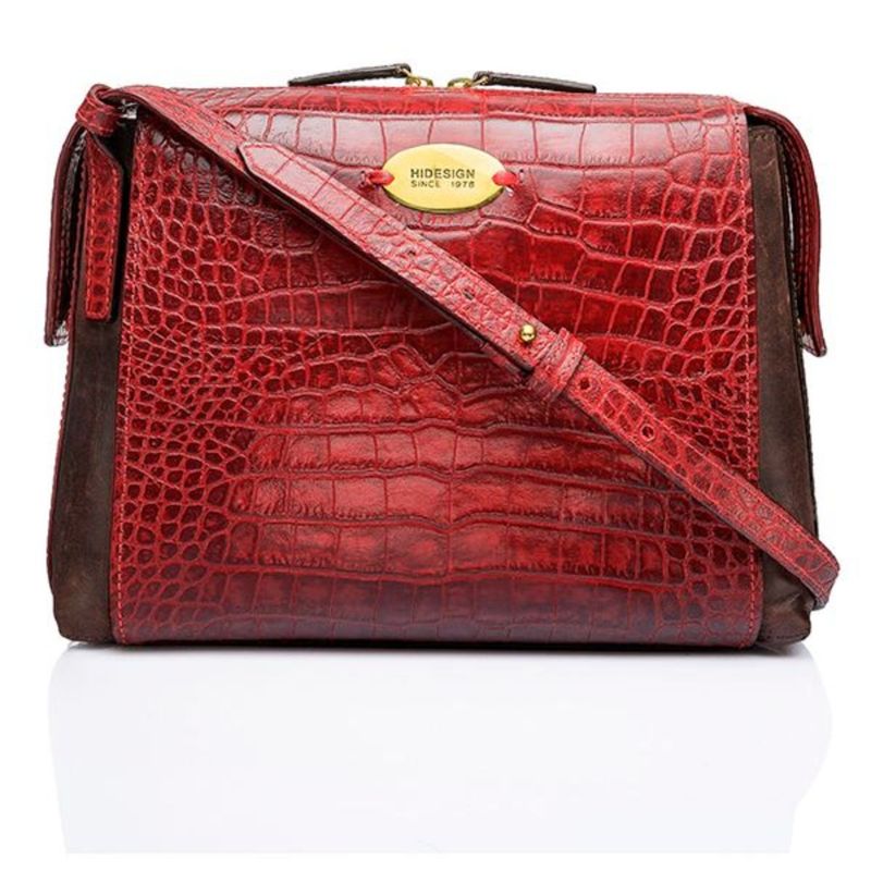 Buy Hidesign Ee Nyx 01 Cem Cro Cam Red Brown Handbags Online