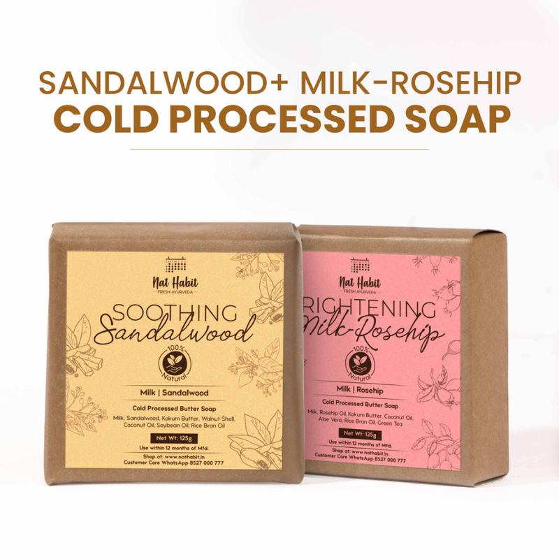 Buy Nat Habit Fresh Brightening Milk Rosehip and Soothing Sandalwood Soaps Online
