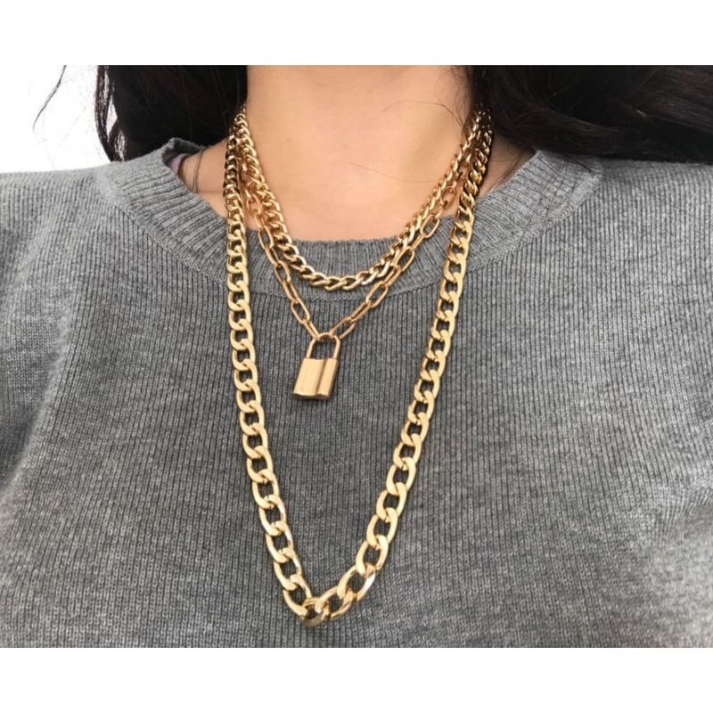 Buy Joker & Witch Lock It Chain Link Gold Layered Necklace For Women Online
