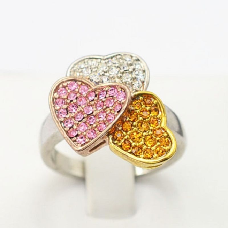 Fabula Pink & Gold Triple Heart Ring: Buy Fabula Pink & Gold Triple ...