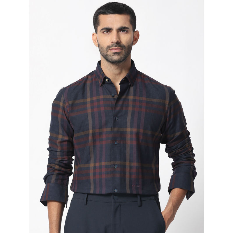 Buy Rare Rabbit Kram Navy Blue Checks Shirt Online