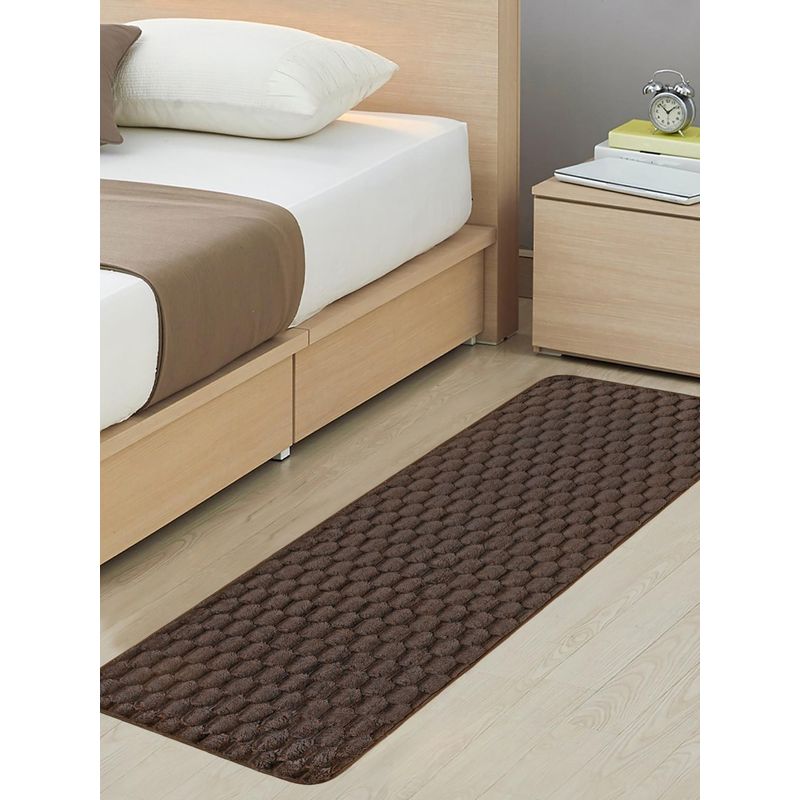 Buy FABINALIV Brown Geometric Cotton Large Size Bedside Runner Online