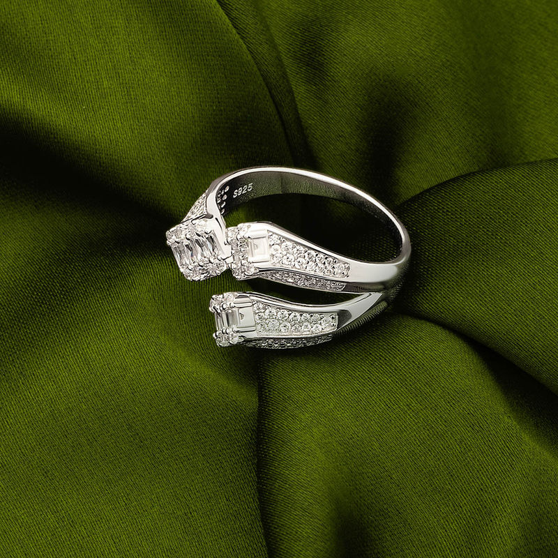 Buy SILBERRY 925 Sterling Silver Crystal Luxe Ring for Womens and Girls Online
