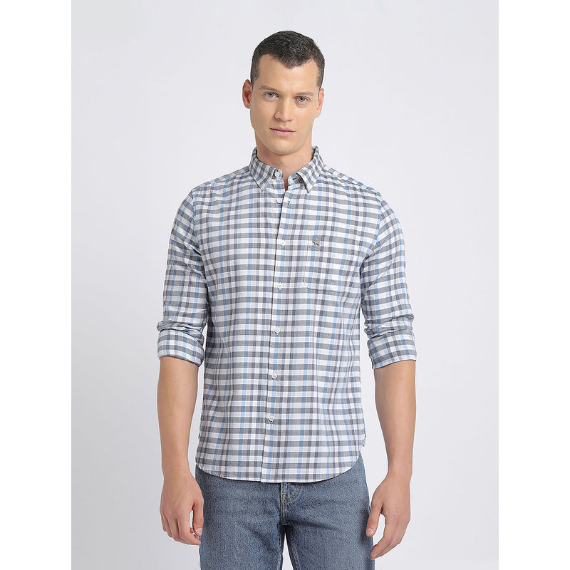 Buy THE BEAR HOUSE Men Blue Checks Slim Fit Cotton Casual Shirt Online