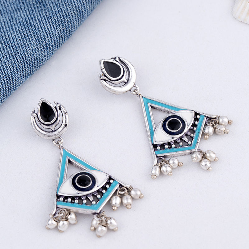 Buy Voylla Evil Eyes Aztec Triangle Earrings Online