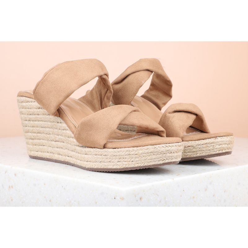 Buy Inc.5 Solid Beige Wedges Online