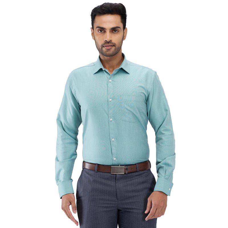 Buy Park Avenue Slim Fit Solid Medium Turquoise Formal Shirt Online