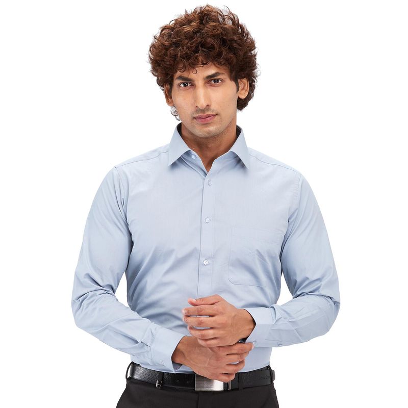 Buy Raymond Slim Fit Solid Medium Grey Formal Shirt Online