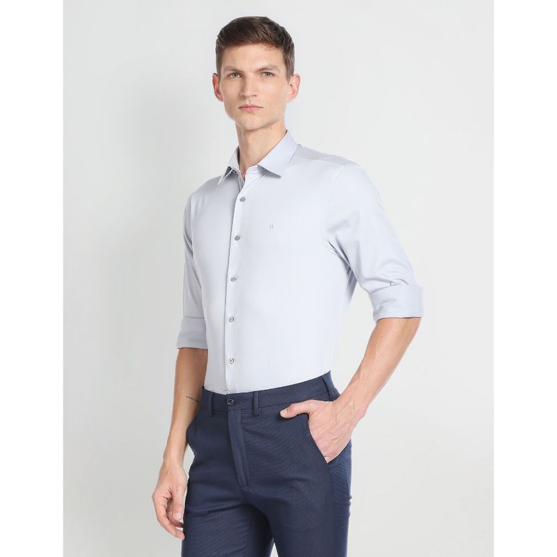 Buy Arrow Grey Cutaway Collar Tailored Fit Formal Shirt Online