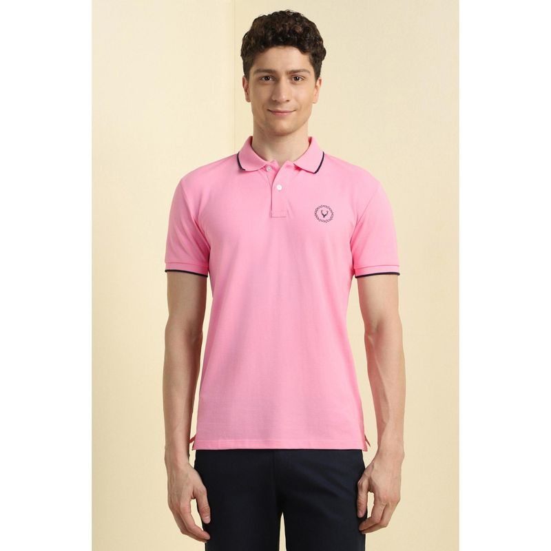 Buy Allen Solly Men Pink Solid Polo T-shirt Online