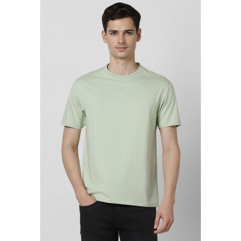 Buy Peter England Men Green Solid Crew Neck T-shirt Online