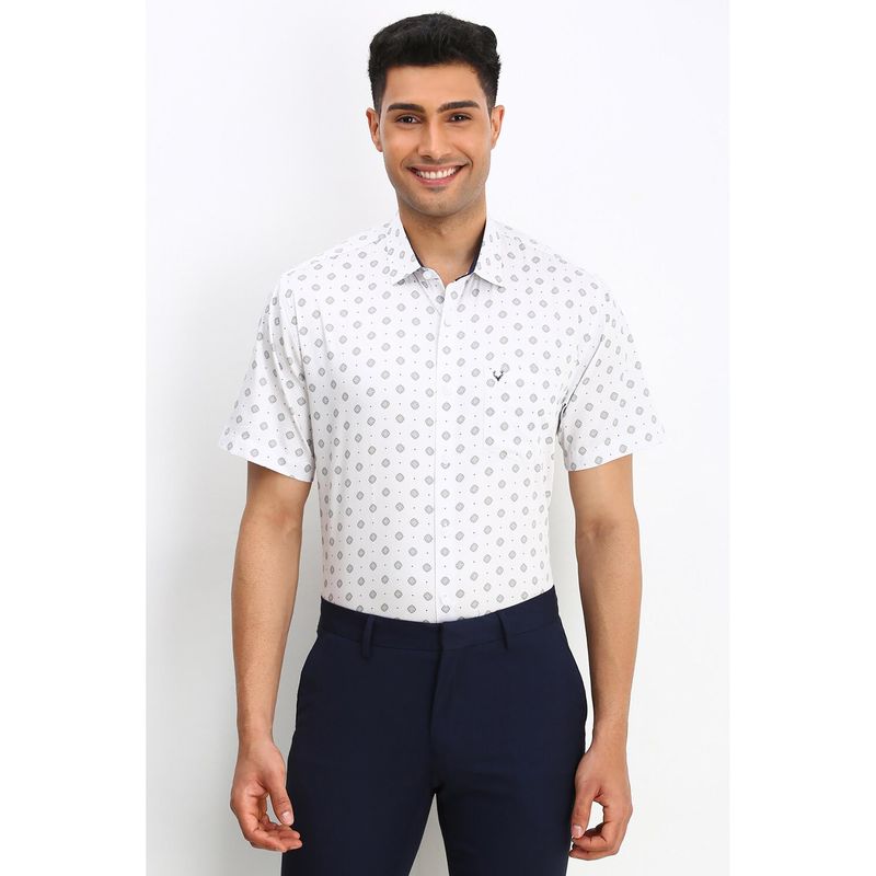 Buy Allen Solly Men White Slim Fit Print Half Sleeves Formal Shirt Online
