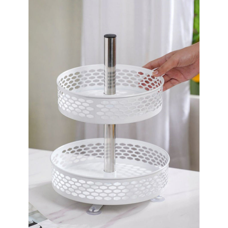 Buy Nestasia White Rotating Metal Storage Rack Online